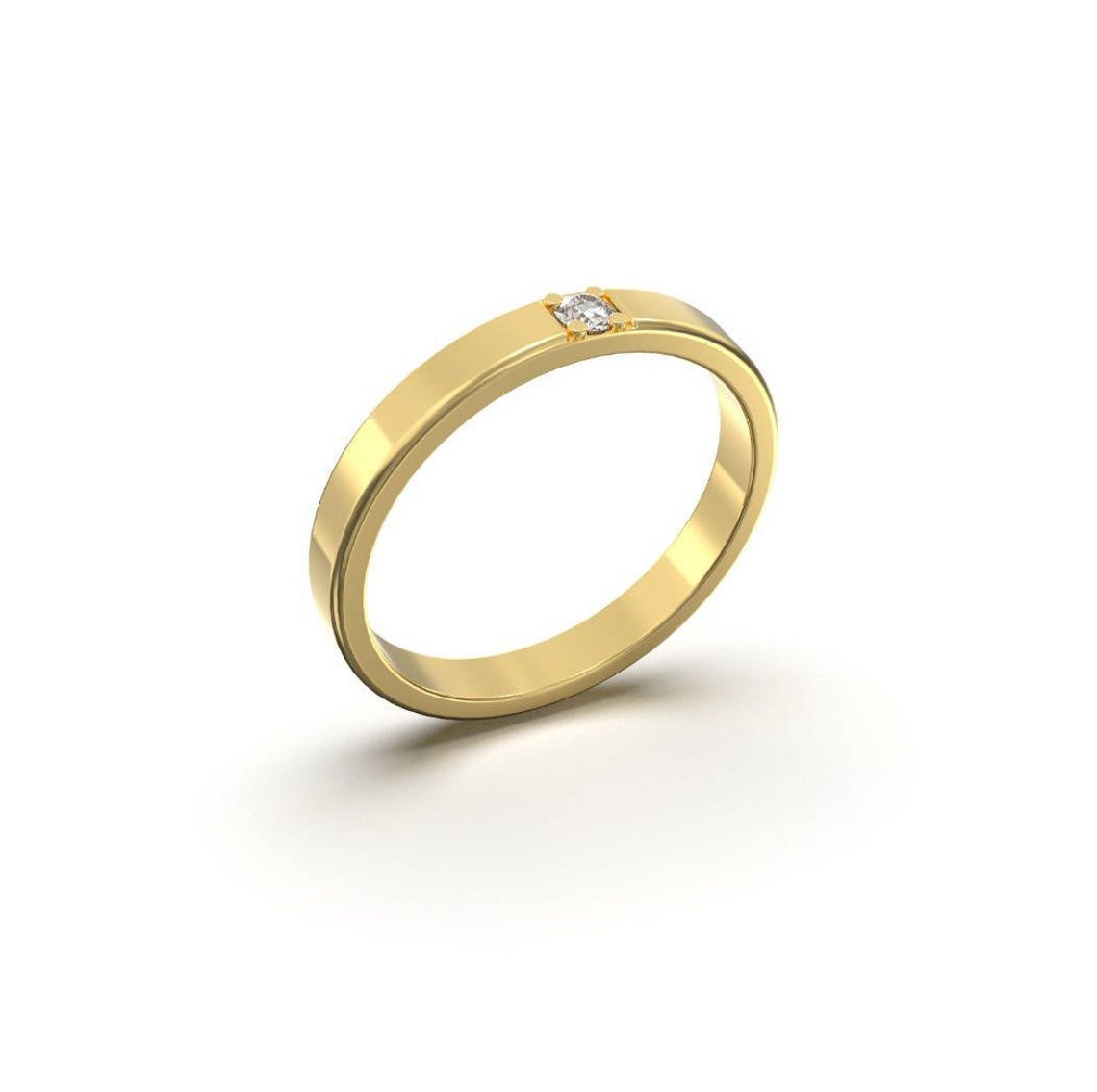 2 Mm Round Gold Diamond Ring Yellow Gold Wedding Band Tiny - Etsy