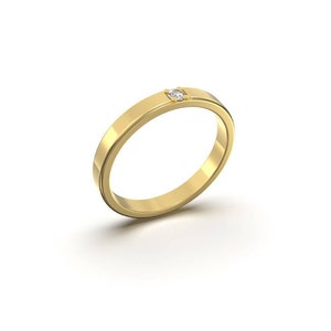2 Mm Round Gold Diamond Ring Yellow Gold Wedding Band Tiny - Etsy
