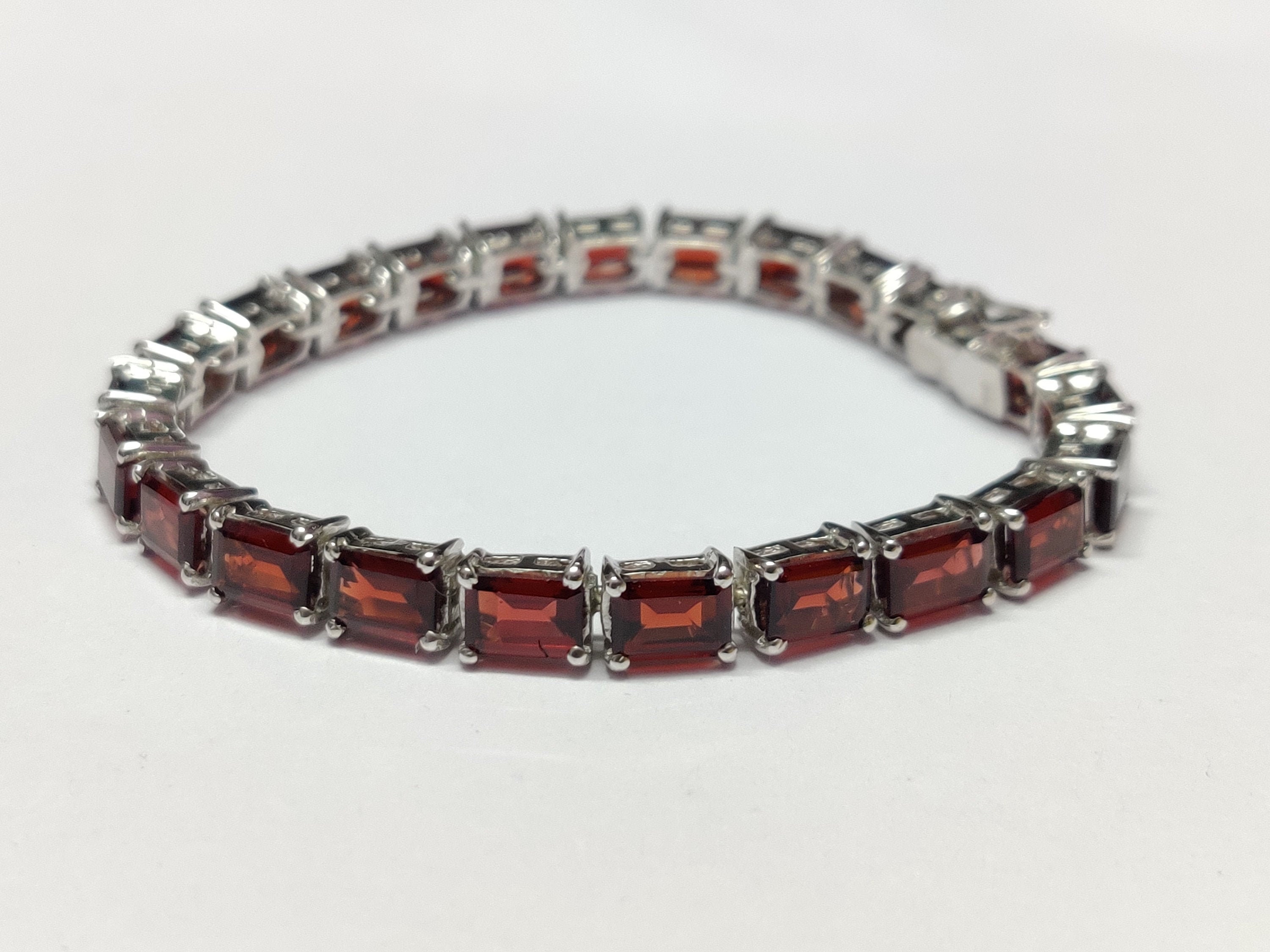 Silver Garnet Bracelet Sterling Silver Garnet Bracelet 5x7 Mm - Etsy UK