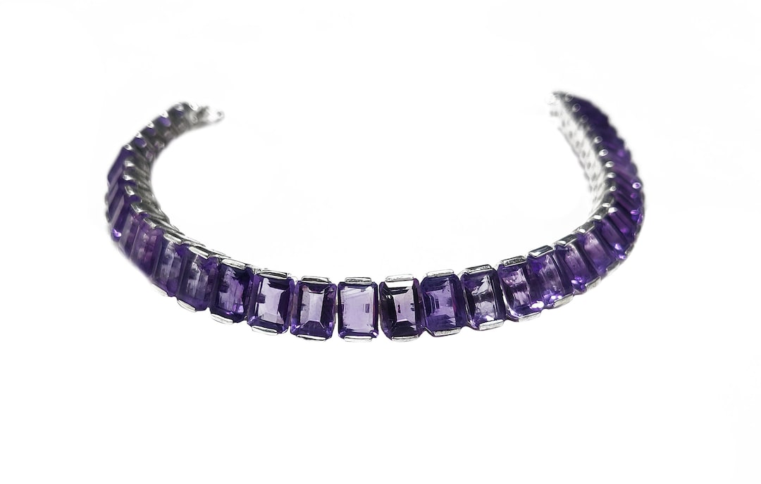 Silver Mens Amethyst Bracelet Octagon Mens Solid Silver Bracelet ...