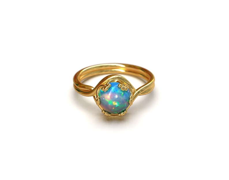 14K Gold Opal Engagement Ring Gold Opal Ring 1 Ct High Quality - Etsy