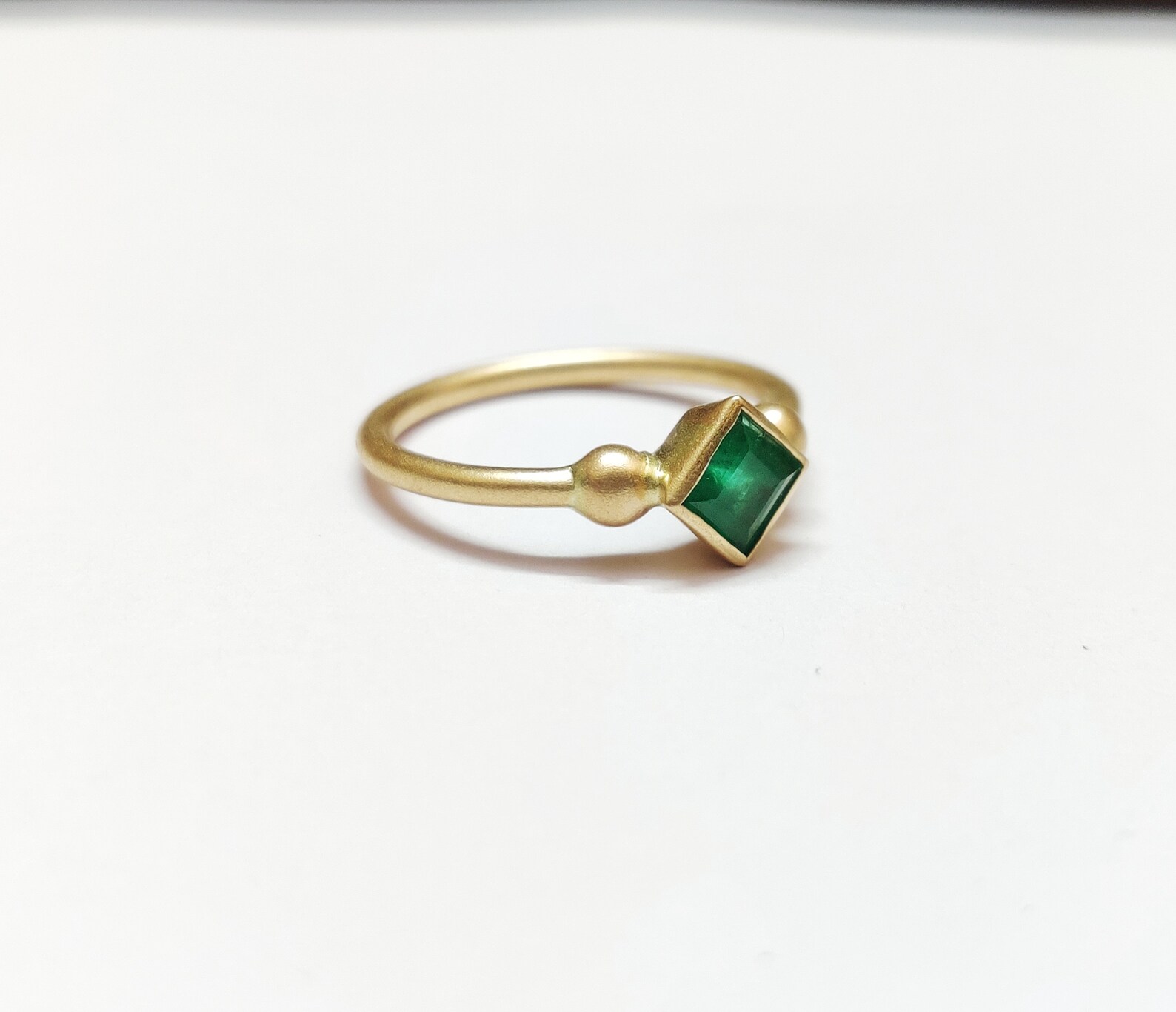 14K Gold Emerald Ring High Quality Emerald Matte Gold Ring - Etsy