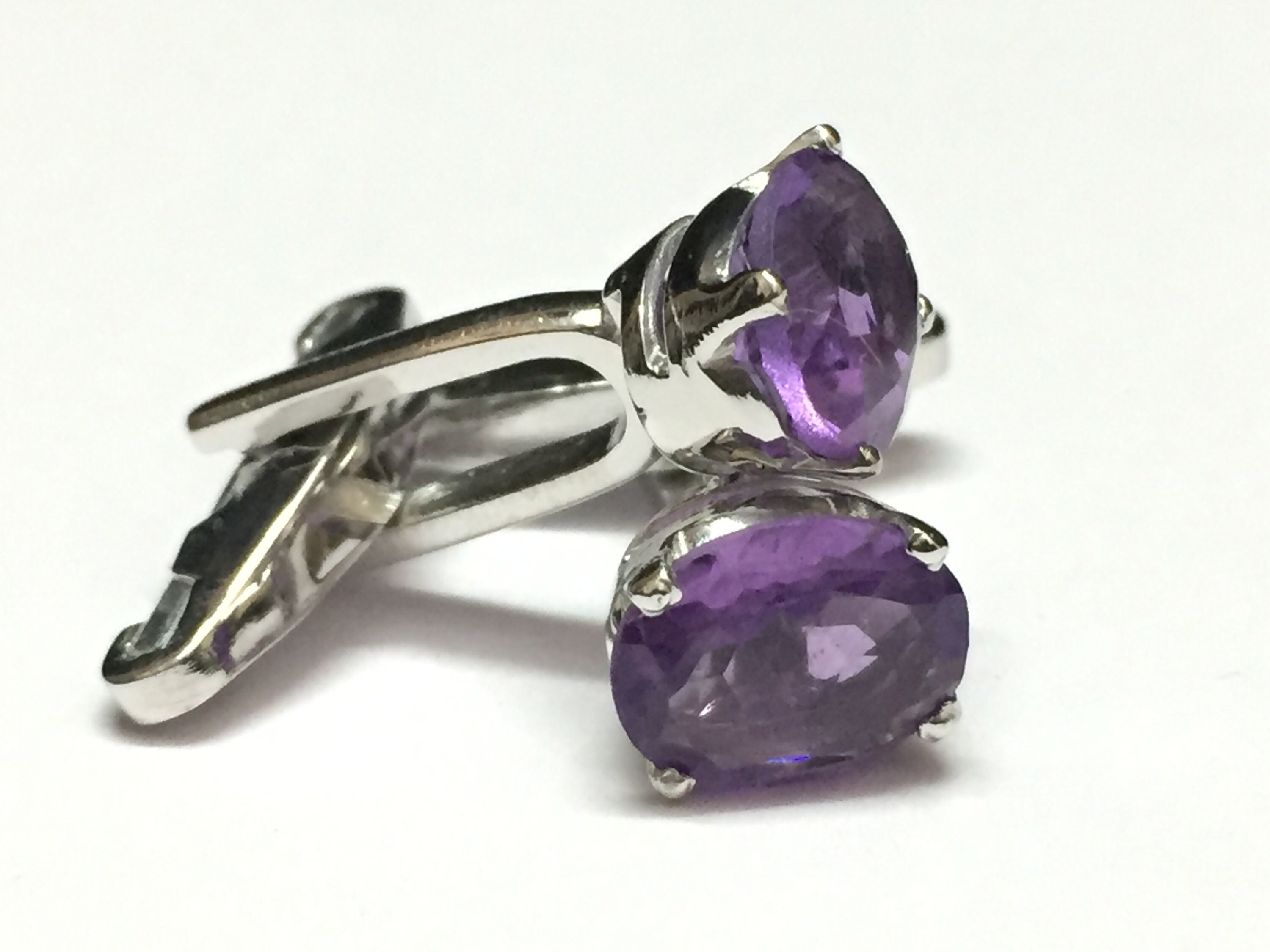 Sterling Silver Amethyst Cufflinks 8 x 10 mm Oval Amethyst | Etsy