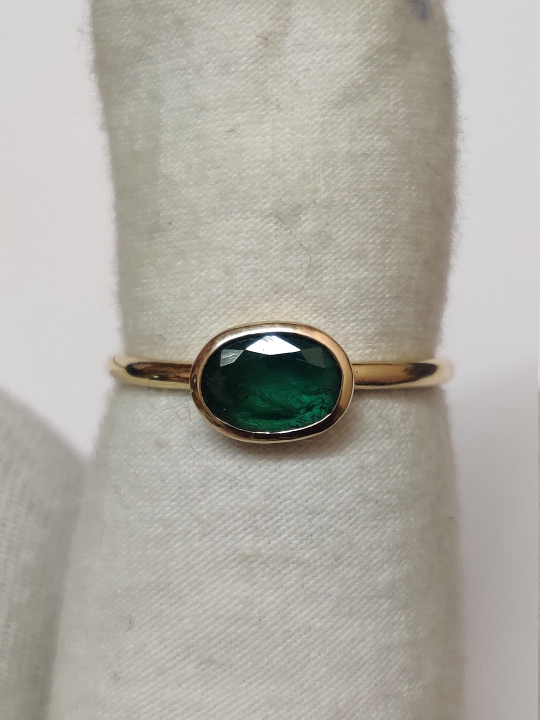 14K Gold Emerald Ring Men Natural Emerald Gold Ring May Birthstone Ring ...