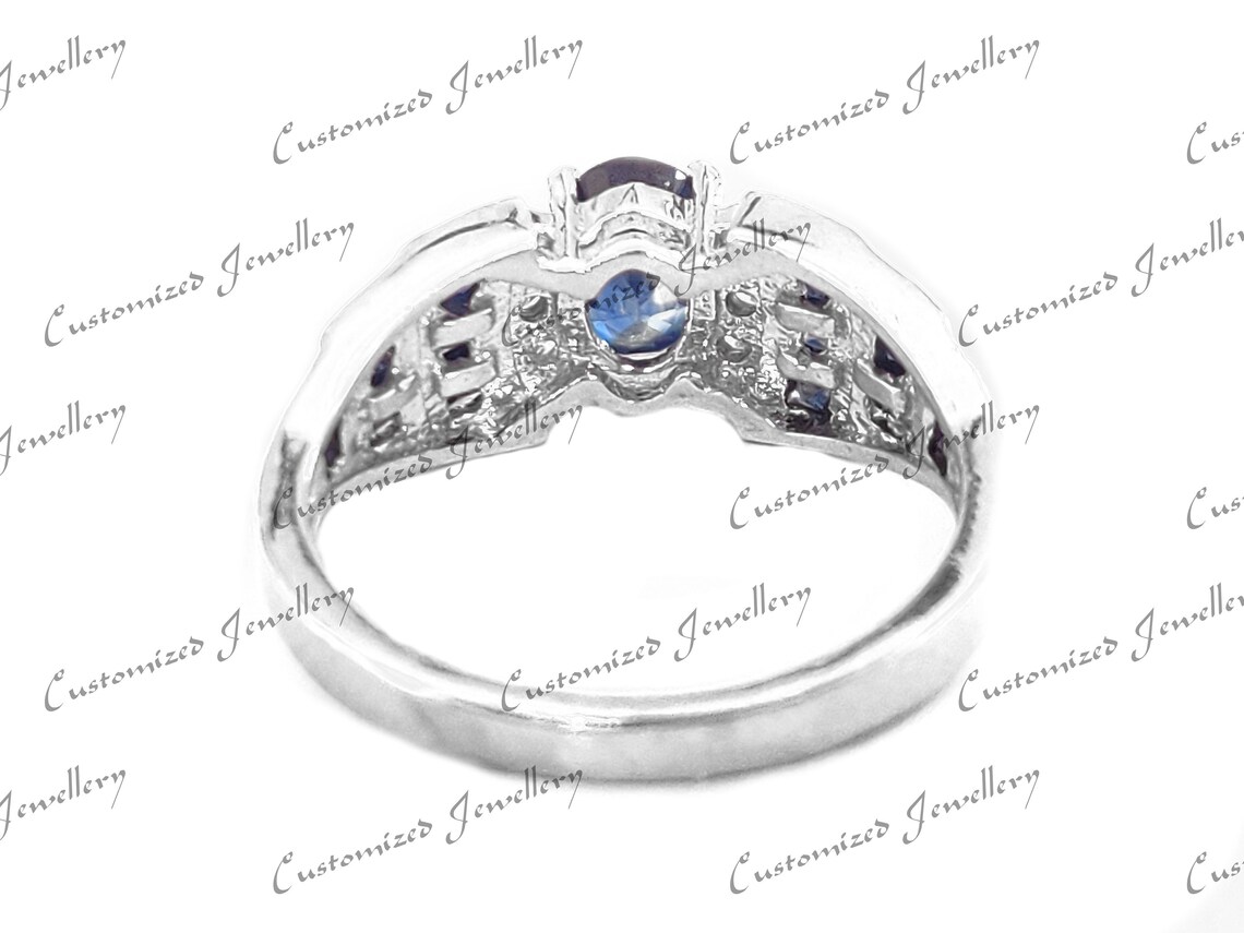 Blue Sapphire Engagement Ring Sapphire Diamond Engagement Ring - Etsy