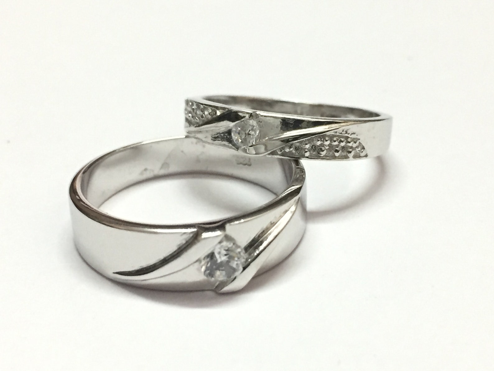 Silver Couple Ring Set Promise Ring Set Zircon Couple Ring His | Etsy