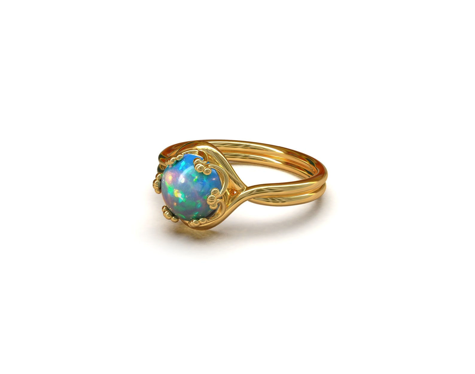 14K Gold Opal Engagement Ring Gold Opal Ring 1 Ct High Quality - Etsy