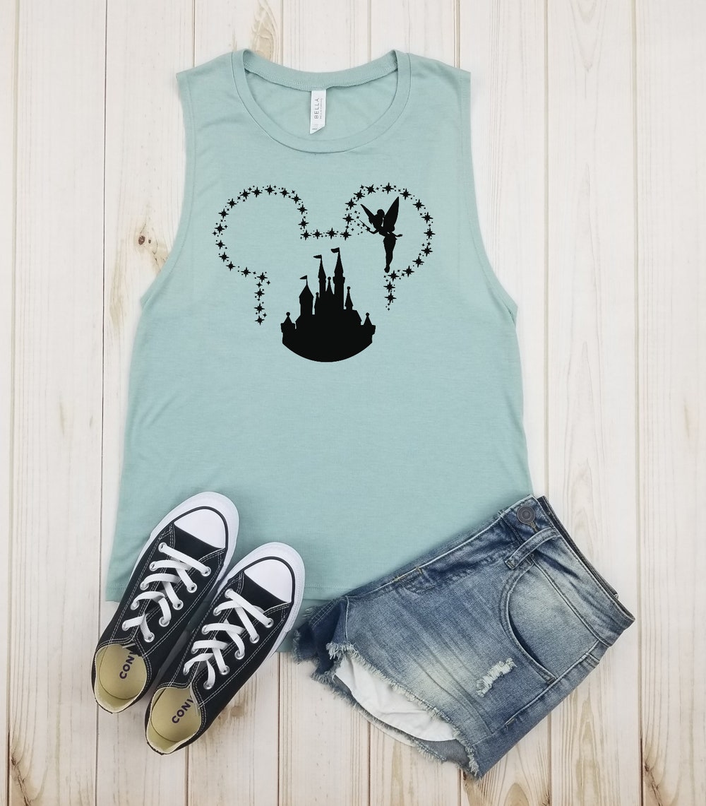 Tinkerbell Mickey Castle - Muscle Tank, Disney Shirts, Disney Mom Shirt ...