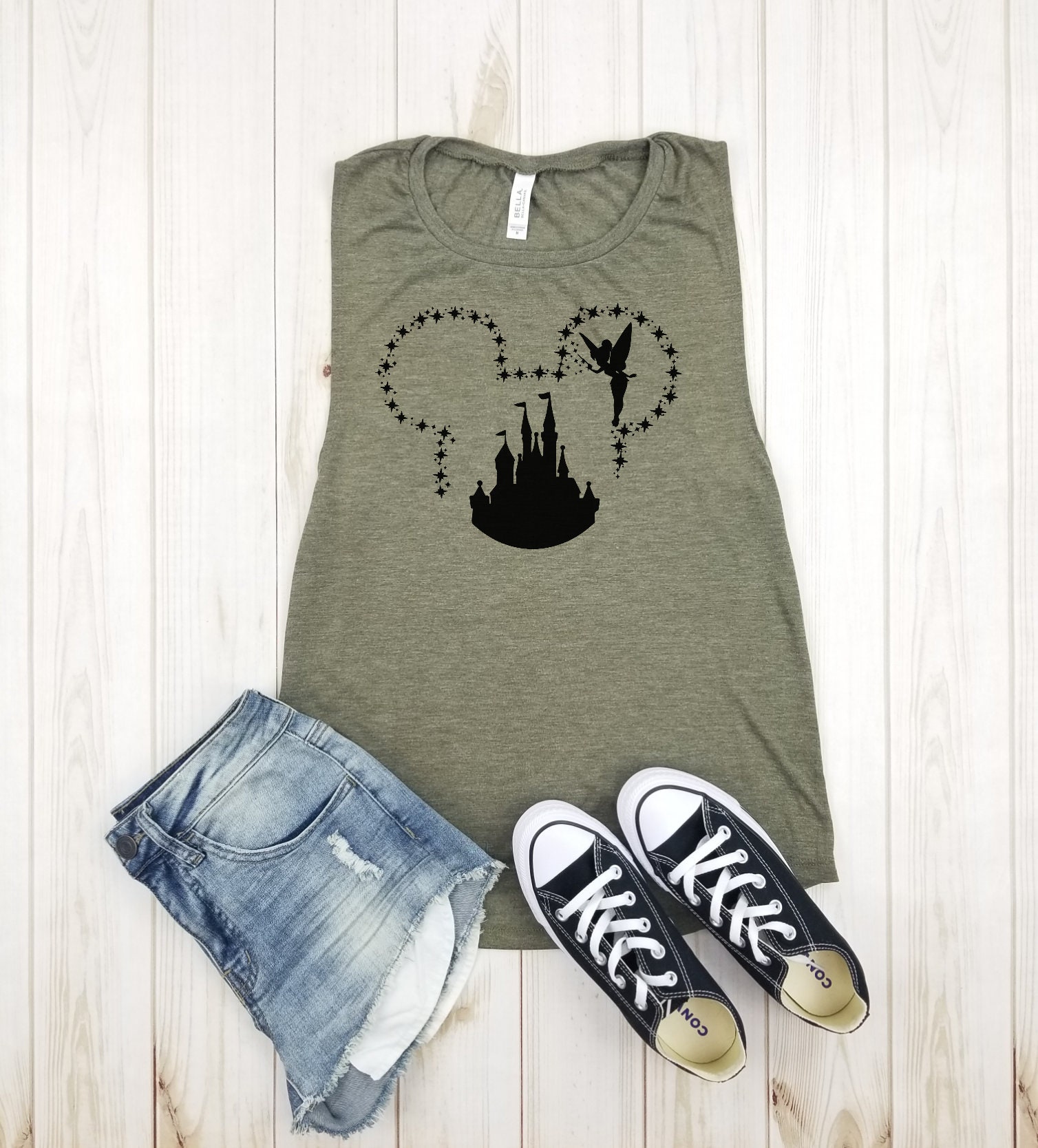 Tinkerbell Mickey Castle Muscle Tank Disney Shirts Disney | Etsy