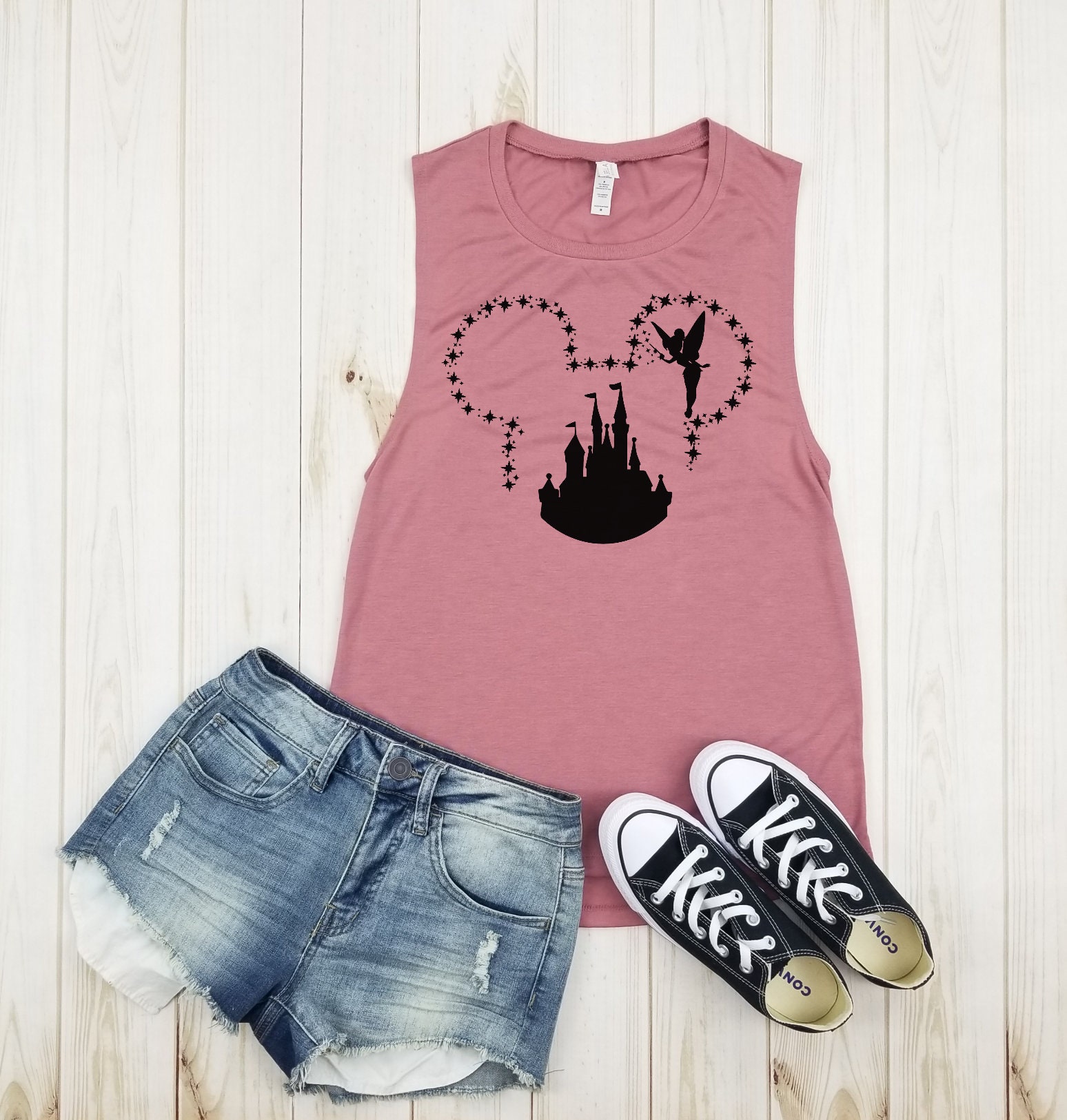 Tinkerbell Mickey Castle Muscle Tank Disney Shirts Disney | Etsy