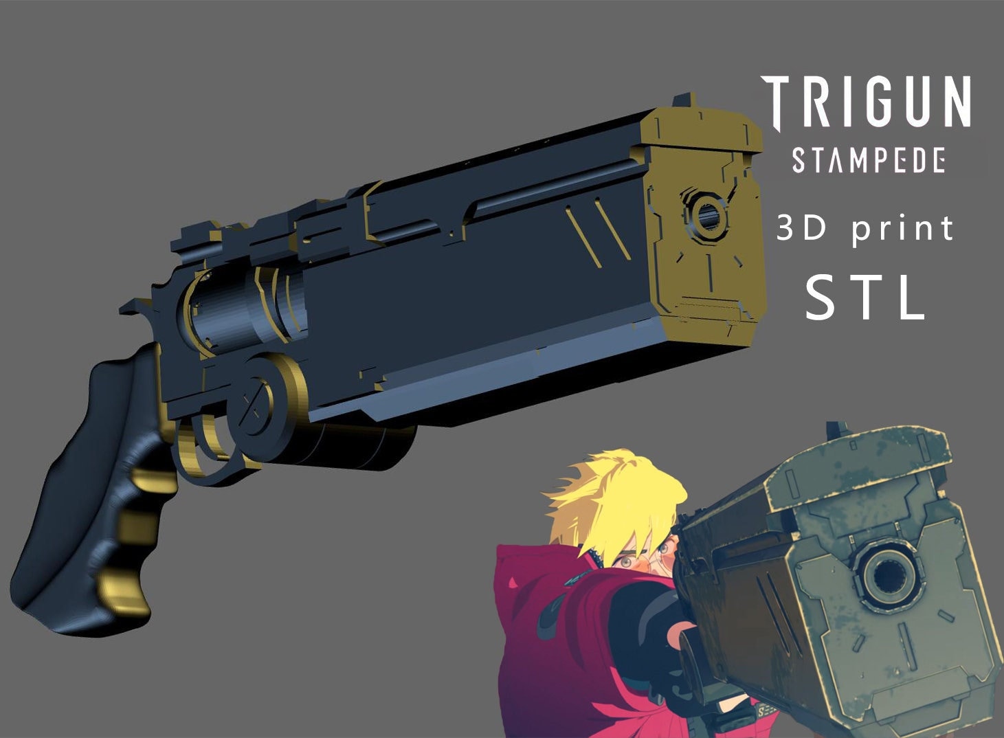 Trigun Stampede vash the Stampede GUN 3D Print File STL - Etsy Australia
