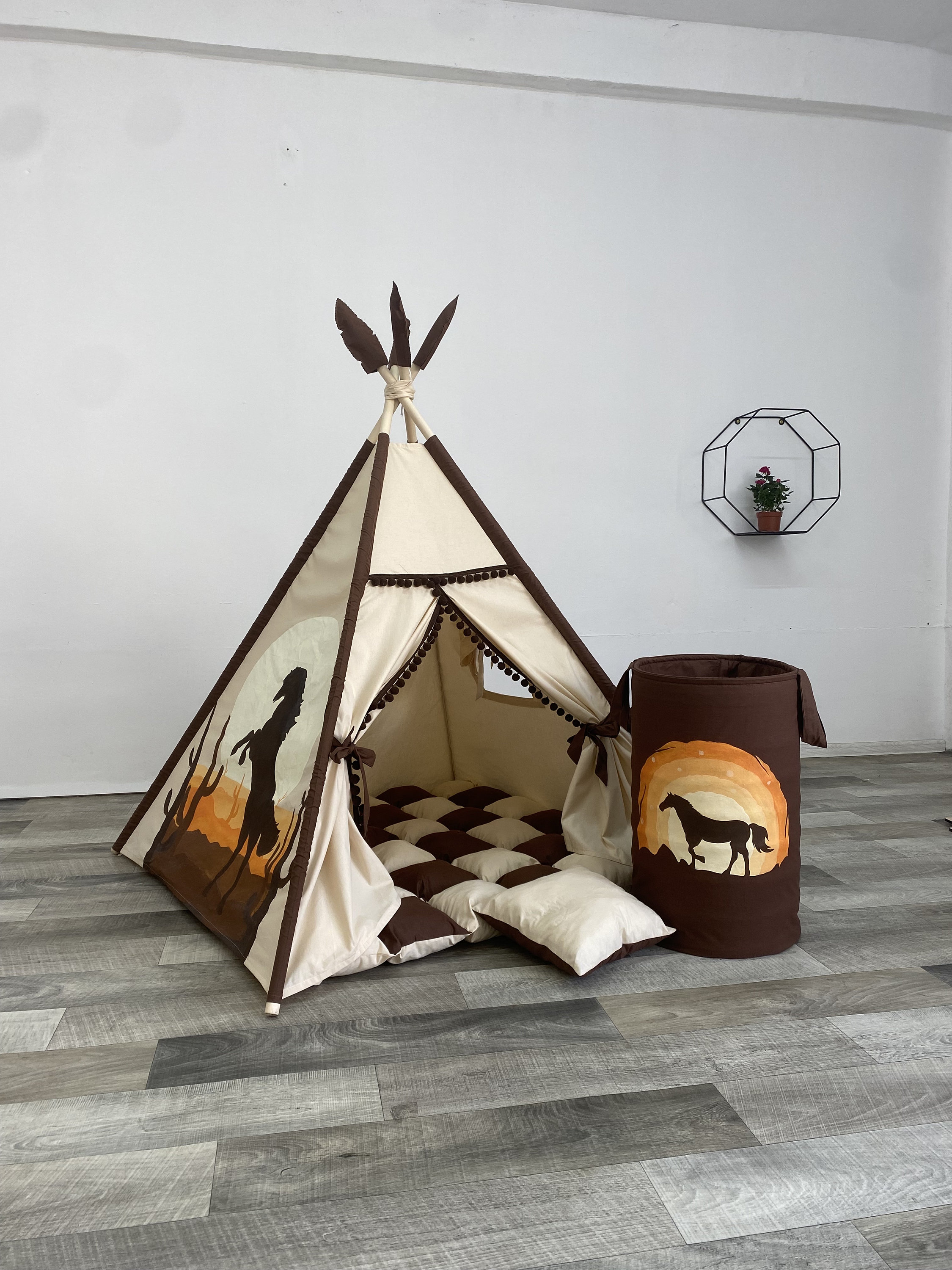 Western Horse Tipi Tent: Cowboy Play Teepee, Boho Southwest Nursery - Etsy