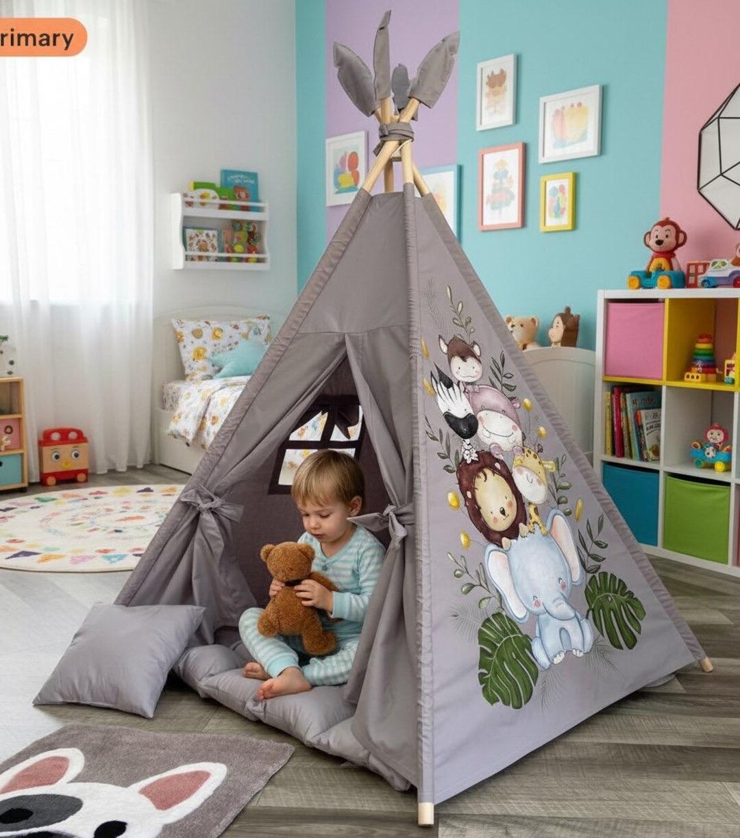 Kidkraft Teepee: African Animal Safari Tipi Tent, Gifts for ...