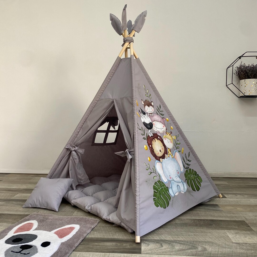 Kidkraft Teepee, Teepee With African Animals, Jungle, Safari, Tipi Tent ...
