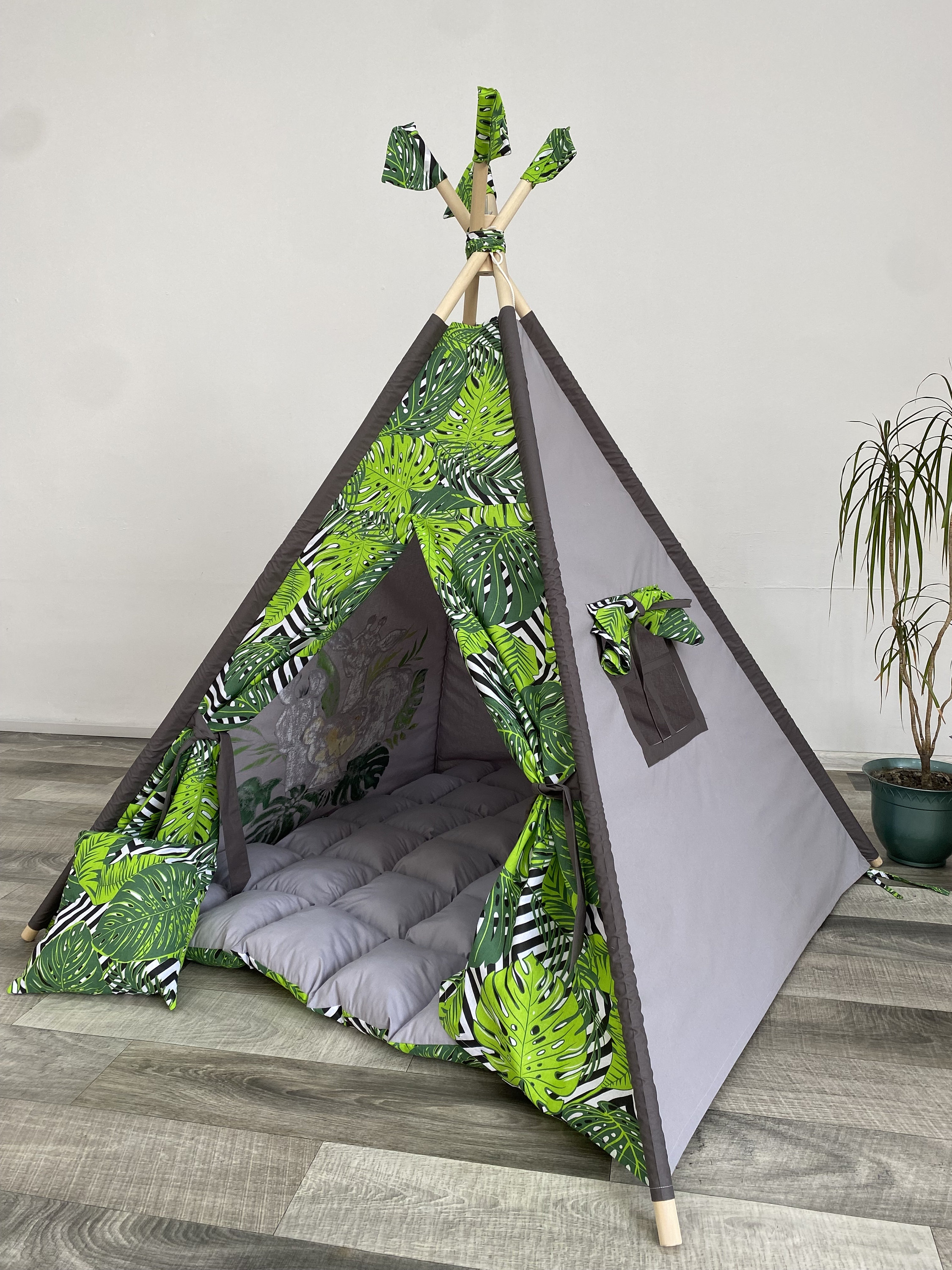 Safari Animals Cotton Indoor Playhouse Jungle Teepee Tent - Etsy