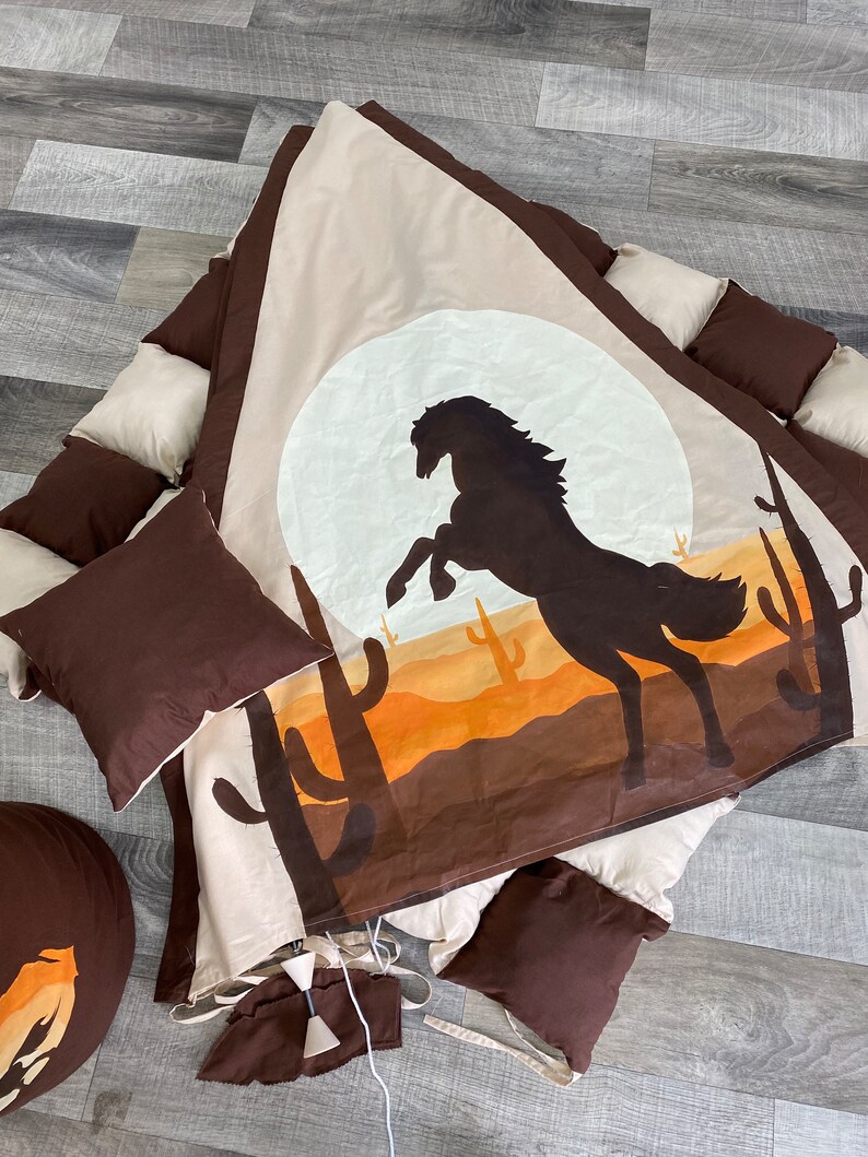 Western Horse Tipi Tent: Cowboy Play Teepee, Boho Southwest Nursery - Etsy