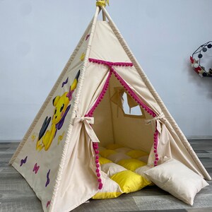 Pikachu Teepee for Kids With Hand Drawing Tipi Tent Cotton - Etsy