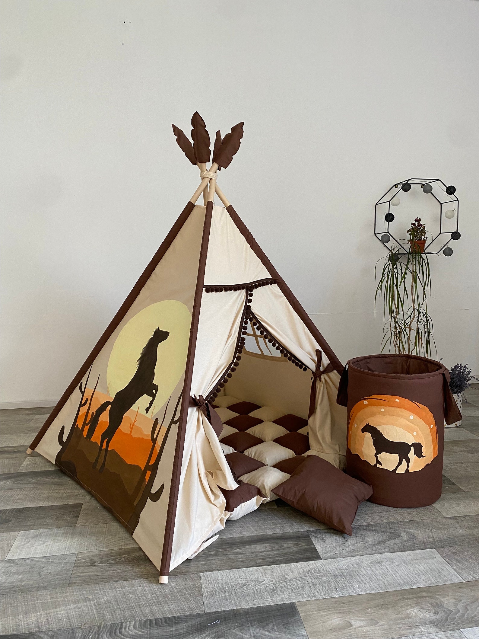 Western Horse Tipi Tent: Cowboy Play Teepee, Boho Southwest Nursery - Etsy