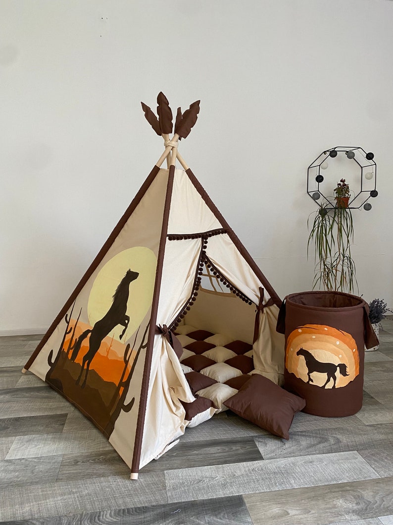 Western Horse Tipi Tent: Cowboy Play Teepee, Boho Southwest Nursery - Etsy
