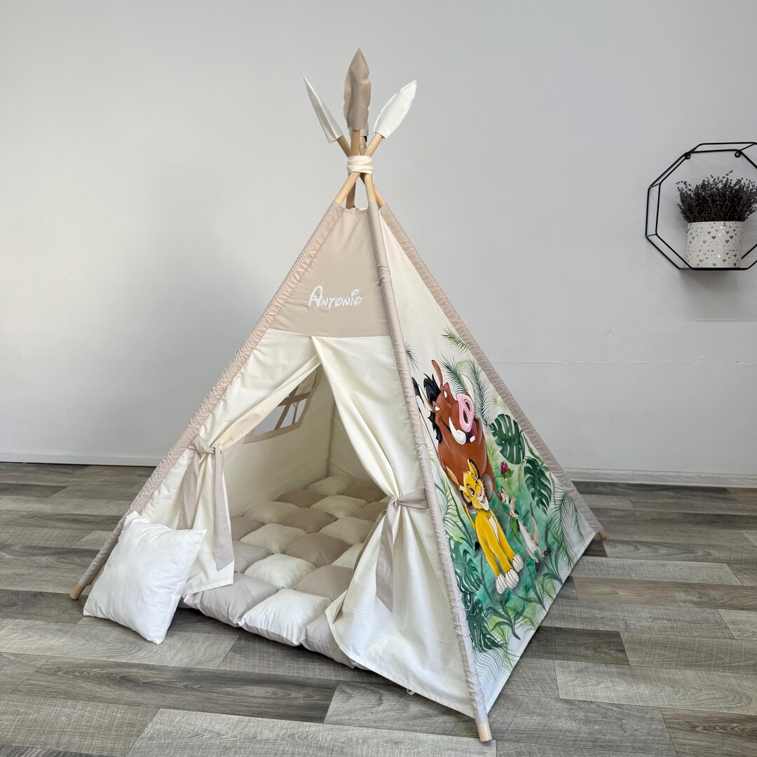 Hand-painted Jungle Cub Teepee | Personalized Wild Savannah Kids Play ...