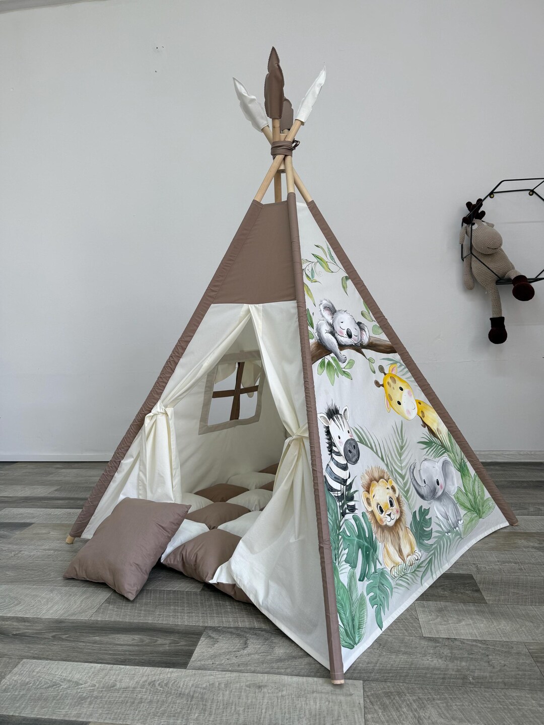 Teepee With African Animals, Jungle, Safari, Tipi Tent Set With Play ...