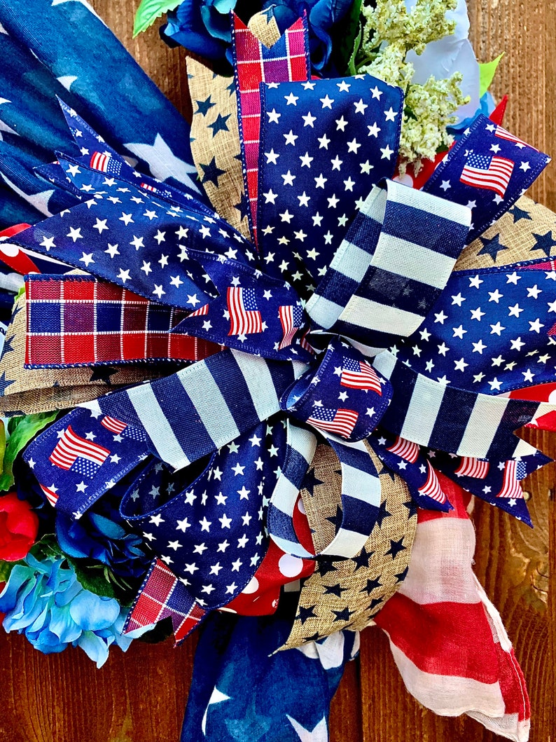 Primitive Grapevine Patriotic Flag Wreath Floral Patriotic - Etsy