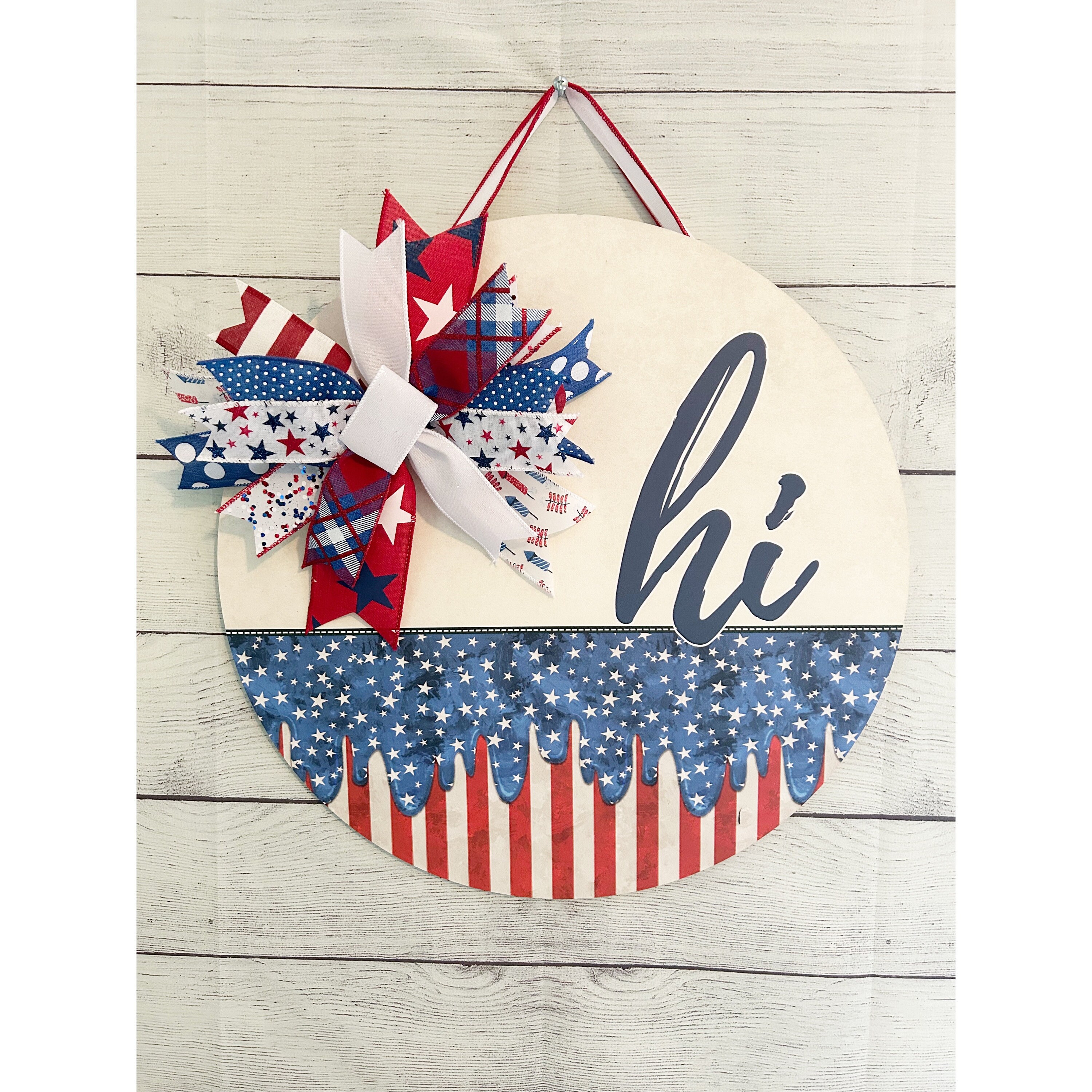 Fourth of July Everyday Welcome Wreath, Veterans Retirement Gift, Thin ...