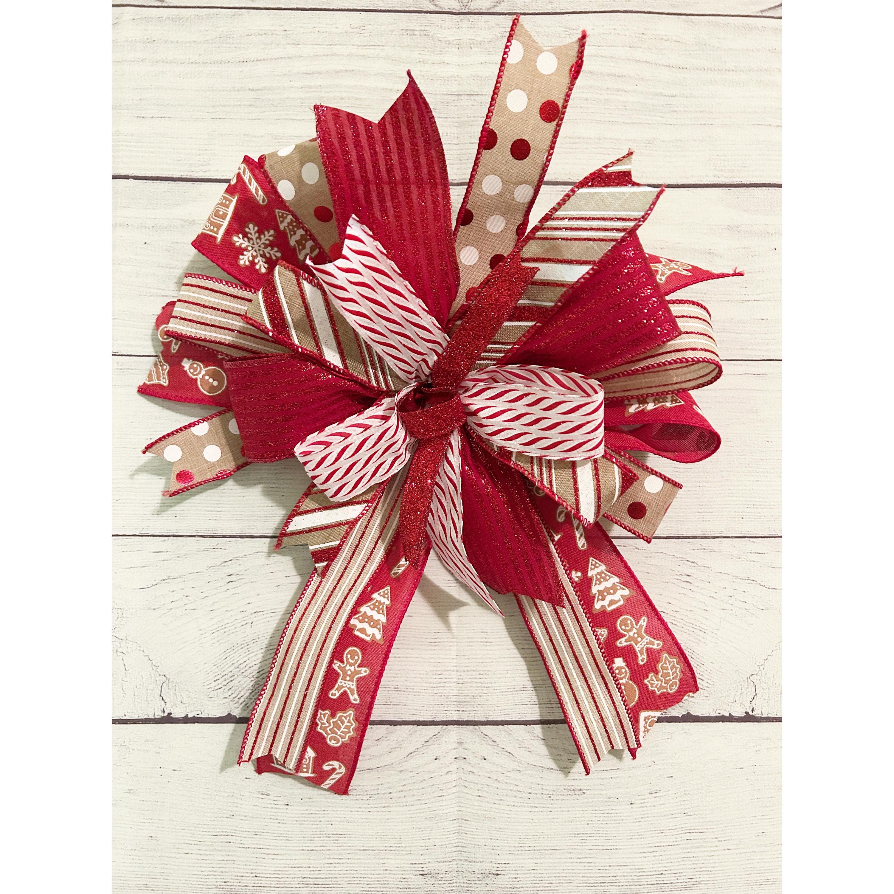 Gingerbread Man Bow for Wreath, Holiday Bow for Lantern, Christmas Bow ...