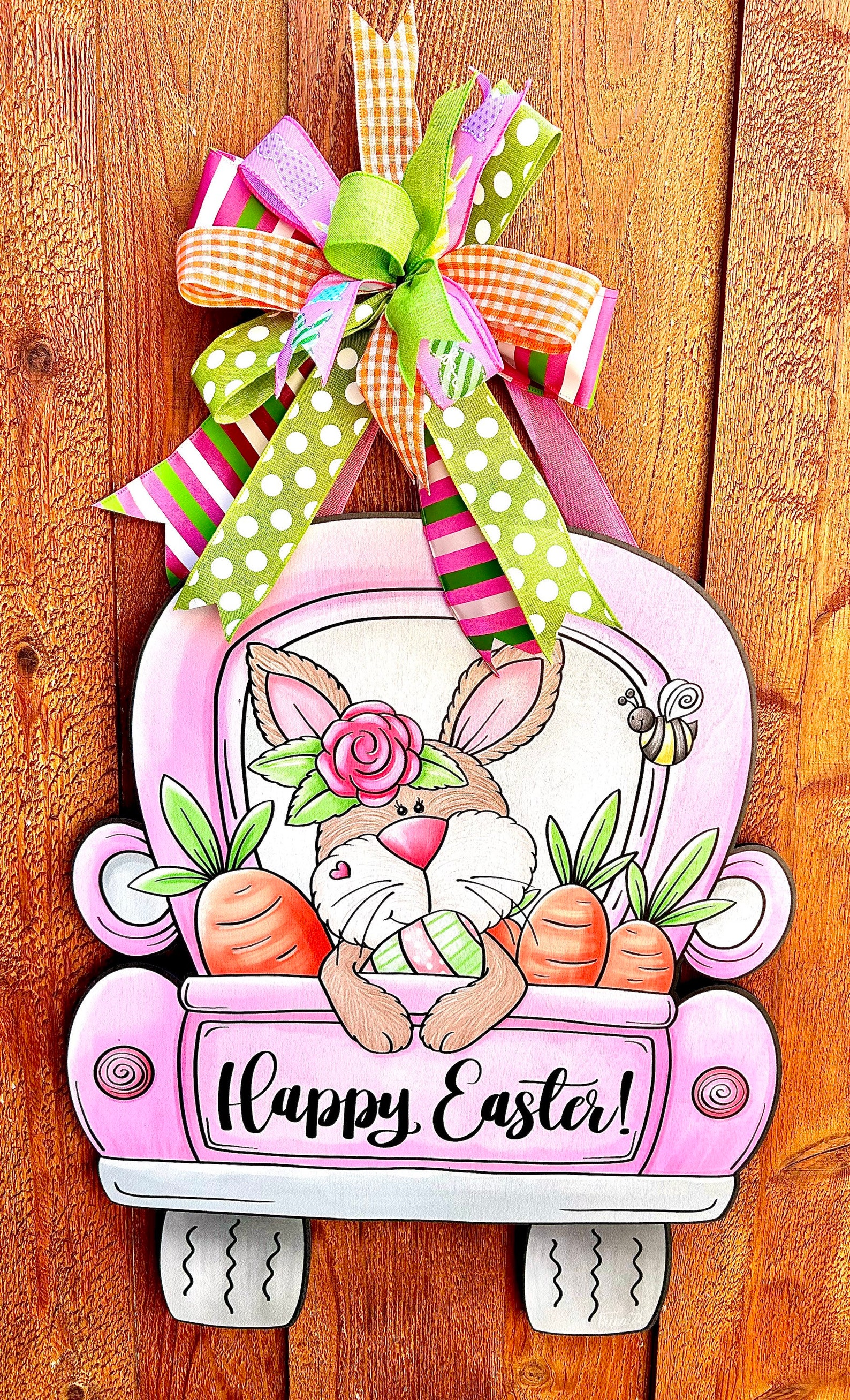 Easter Door Hanger, Bunny Truck Hanger, Pastel Easter Door Hanger ...
