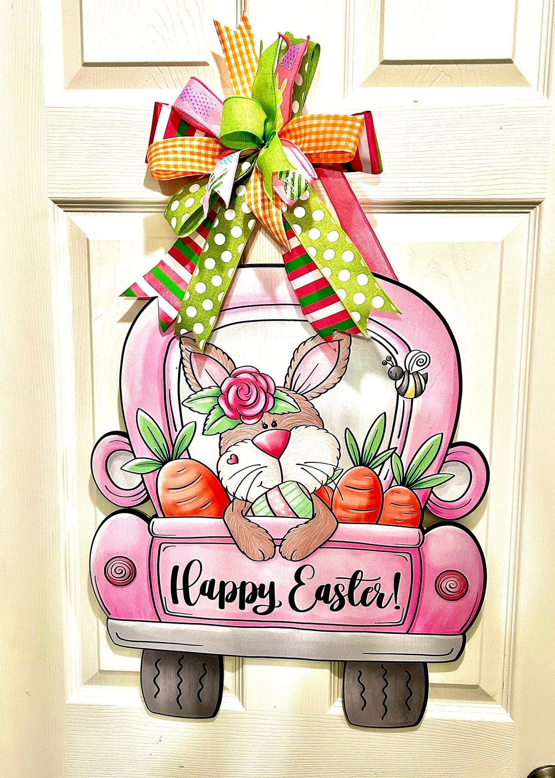 Easter Door Hanger, Bunny Truck Hanger, Pastel Easter Door Hanger ...