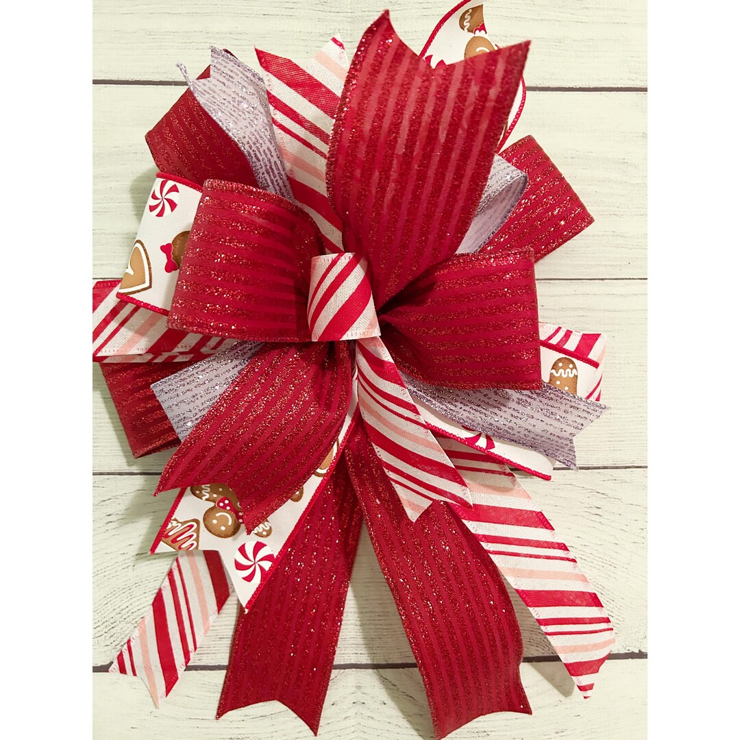 Gingerbread Man Bow for Wreath, Holiday Bow for Lantern, Christmas Bow ...