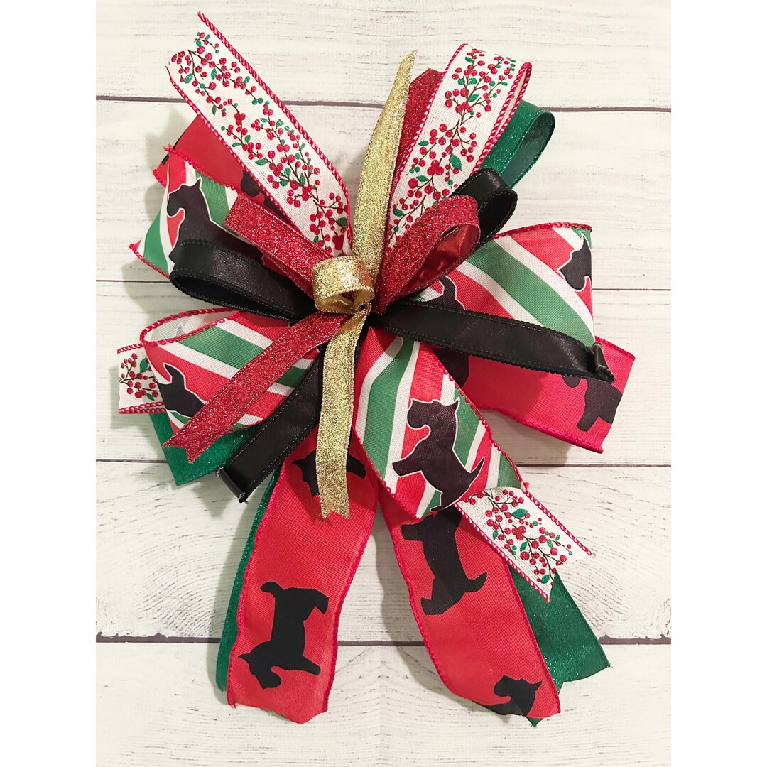 Dog Winter Bow for Wreath, Holiday Bow for Lantern, Christmas Bow for ...