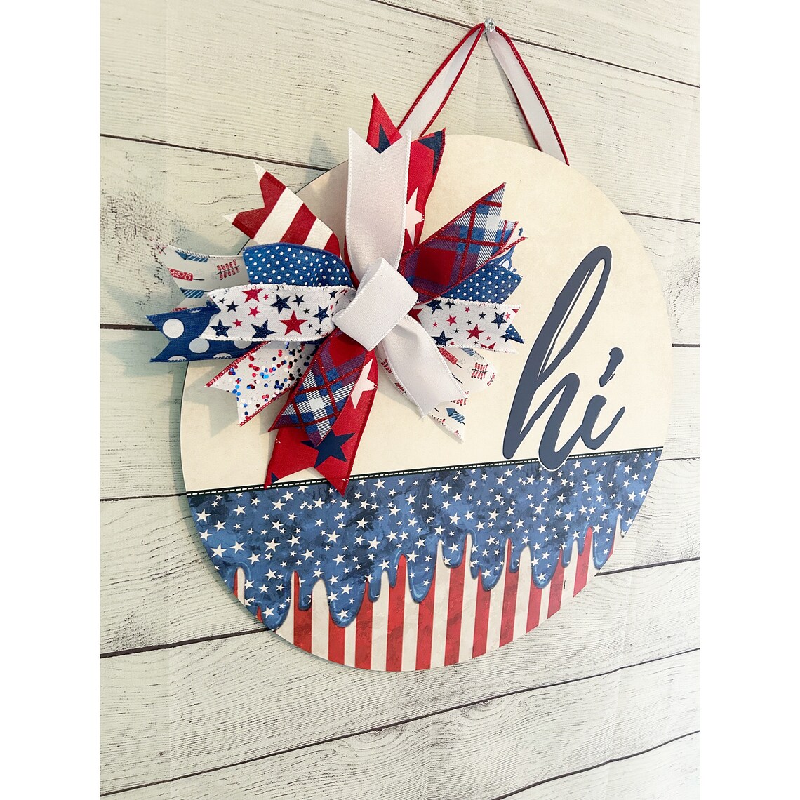 Fourth of July Everyday Welcome Wreath, Veterans Retirement Gift, Thin ...