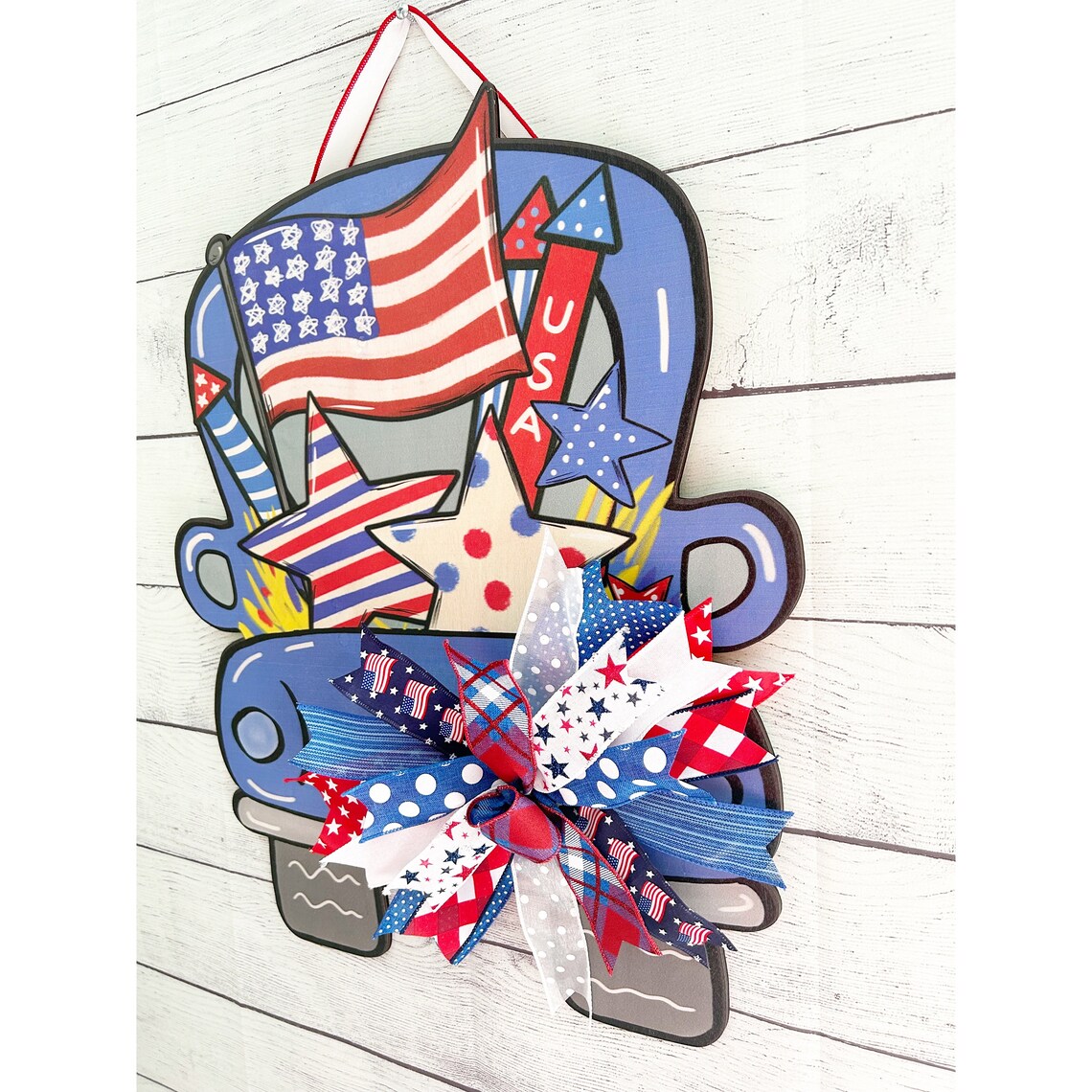 Fourth of July Everyday Welcome Wreath, Veterans Retirement Gift, Thin ...