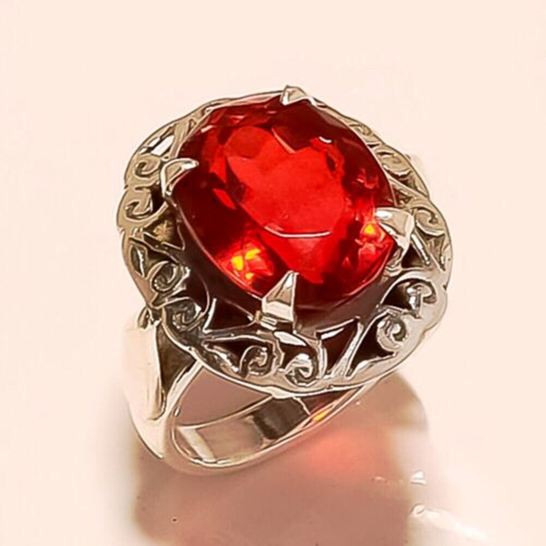 Natural Mexican Red Apatite Solitaire Ring 925 Sterling Silver - Etsy