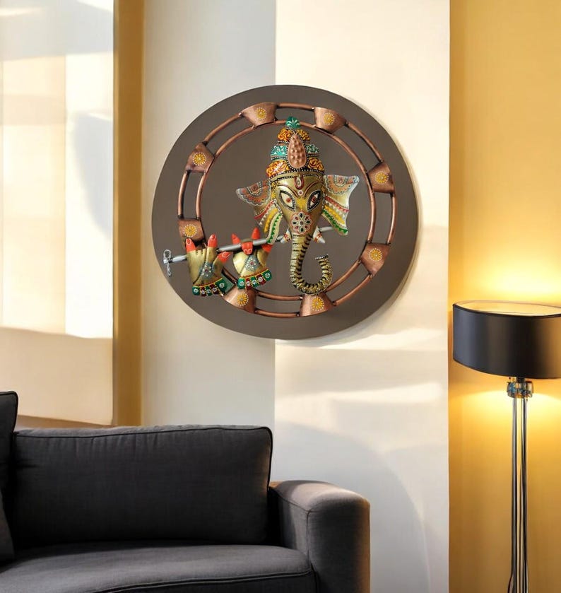 Handmade Wrought Iron Ganesh Wall Art: Indian Home Decor - Etsy Australia
