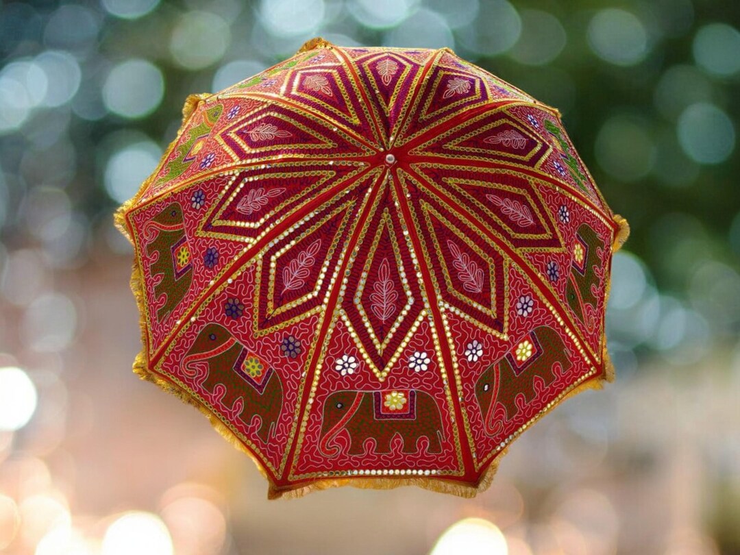 Indian Mandala Garden Umbrella: Cotton Sun Shade Patio Decor - Etsy