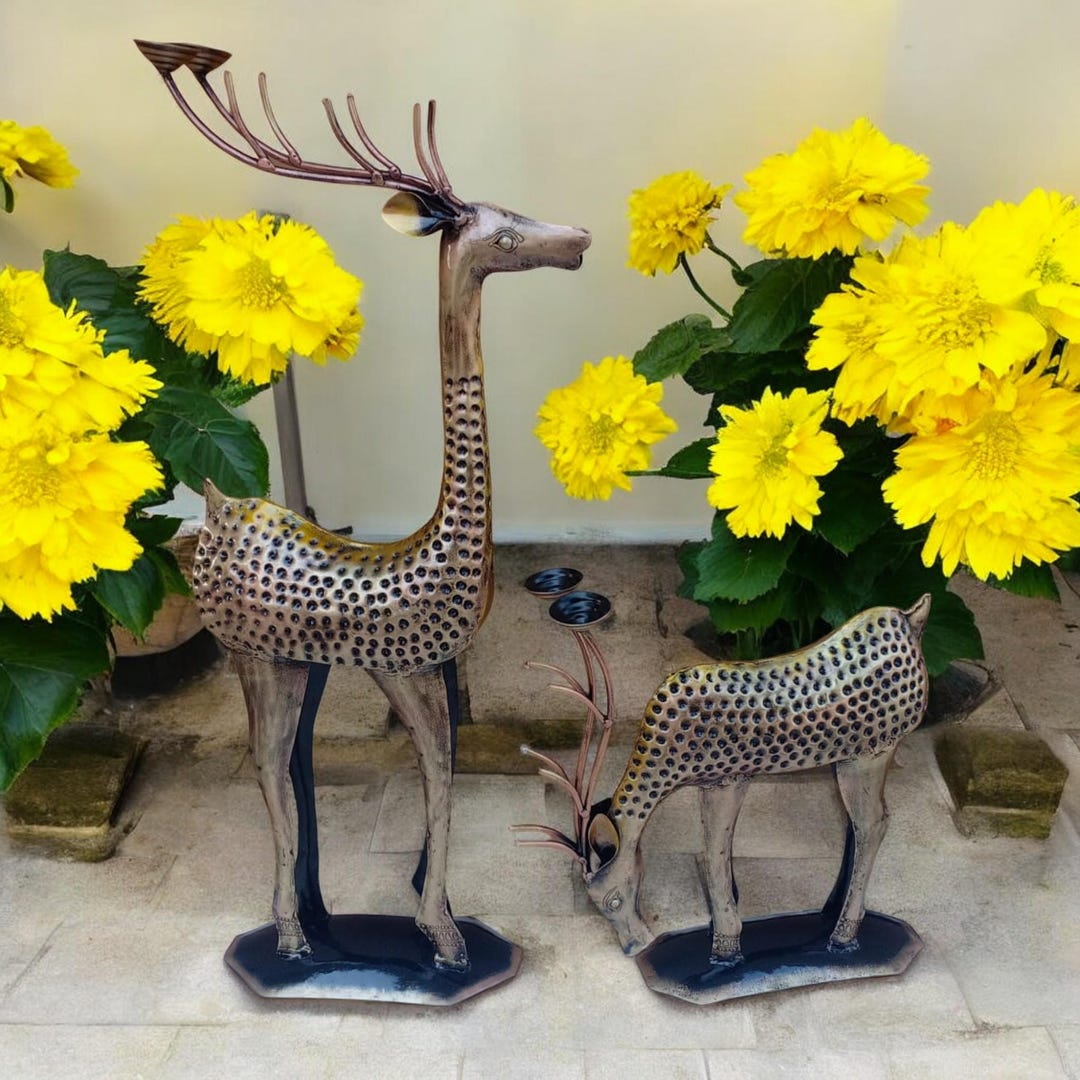 Golden Doted Deer Showpiece Set of 2 Doted Deer Statue Environment ...