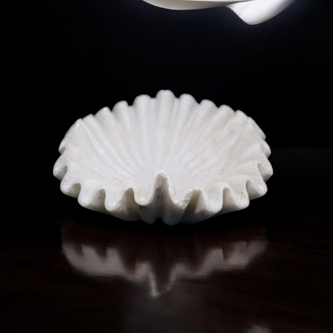 White Marble Wavy Urli Bowl Set: Handmade Decorative Centerpiece - Etsy