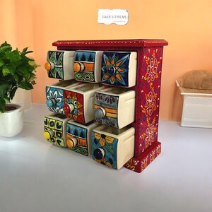 9 Drawer Home Decor Box, Art Box Storage, Hand-painted Chest Box ...