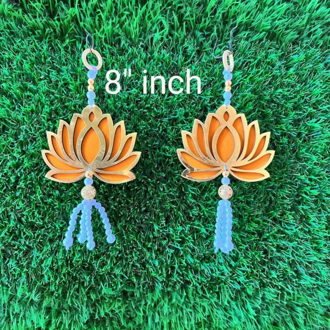 Handmade MDF Wood Lotus Hangings Jhumki Style for Home Wall Decor ...