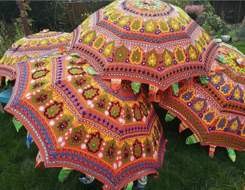 Indian Mandala Garden Umbrella: 72" Cotton Sun Shade - Etsy
