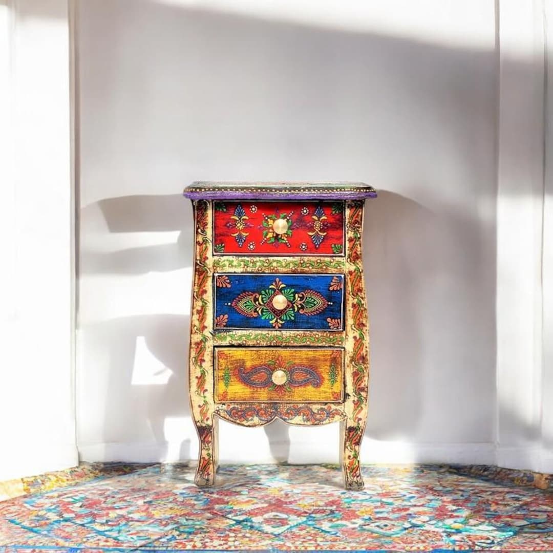 Wooden Multi Color 3 Drawer Chest of Drawers Jewellery Box Wooden Box ...