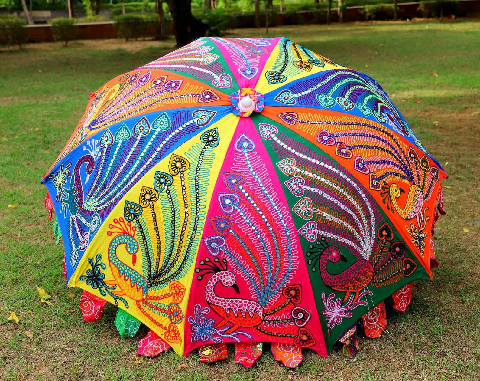 Indian Mandala Garden Umbrella: 72" Cotton Sun Shade - Etsy
