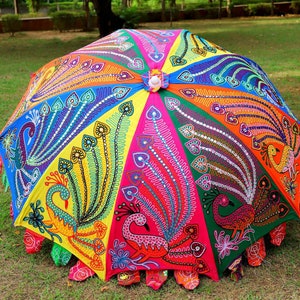 Indian Mandala Garden Umbrella: 72" Cotton Sun Shade - Etsy