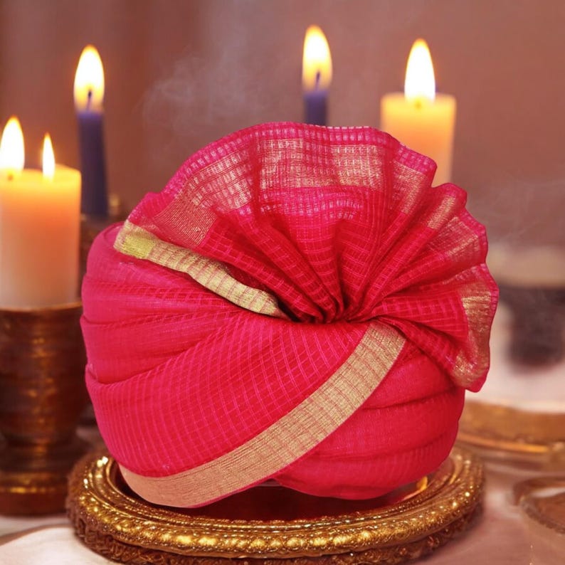 Magenta Silk Wedding Turban: Indian Baraat Safa Pagdi - Etsy
