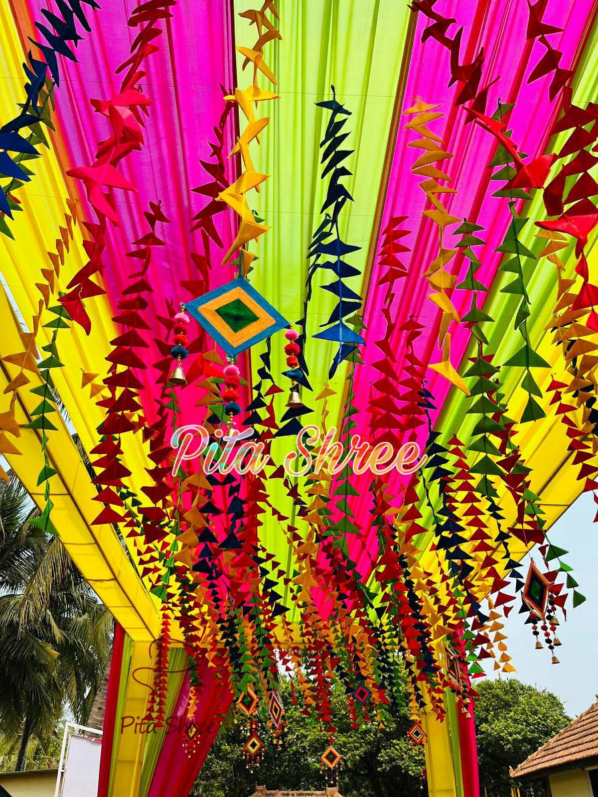 20 Strings Triangle Felt Paper Garlands Mehndi Haldi | Etsy