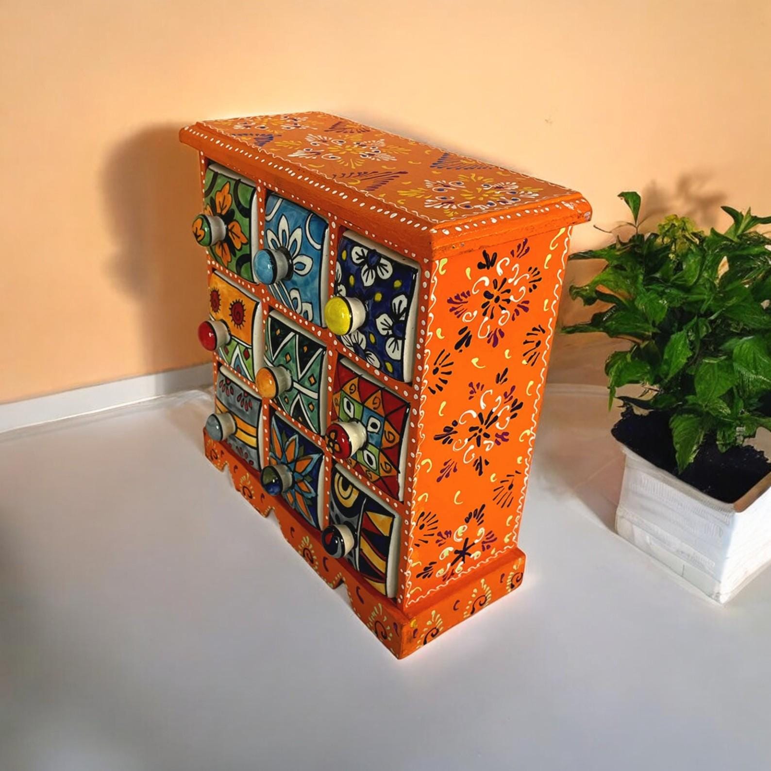 Hand-painted Ceramic Drawer Box: Boho Spice & Jewelry Organizer - Etsy