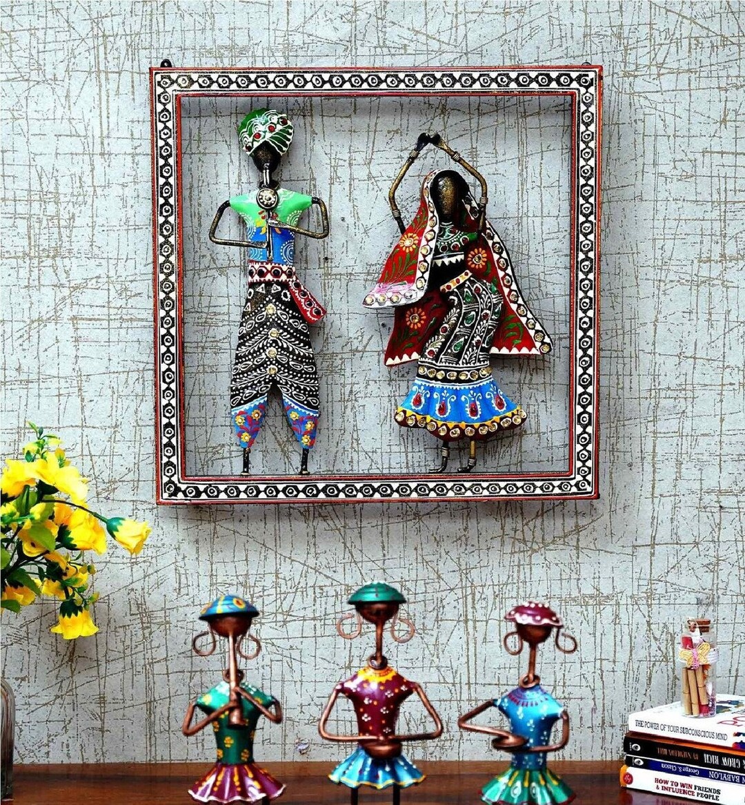 Wrought Iron Wall Frame Showpiece Indian Standing Decorative ...