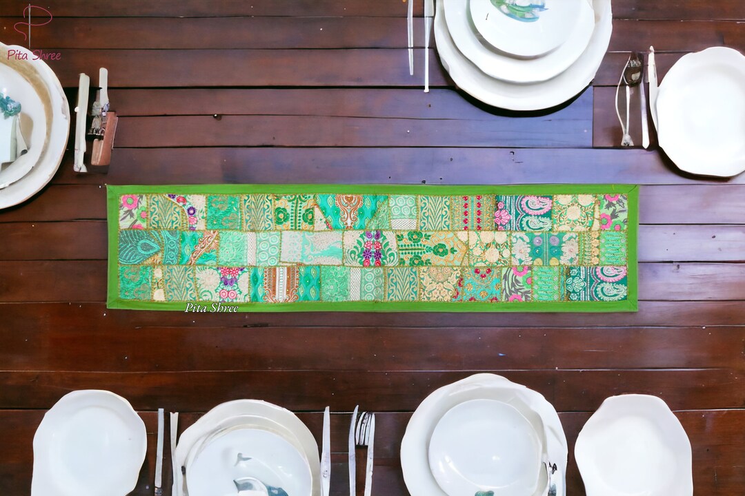 Patchwork Table Runner Indian Tapestry Patchwork Runner Vintage Table ...